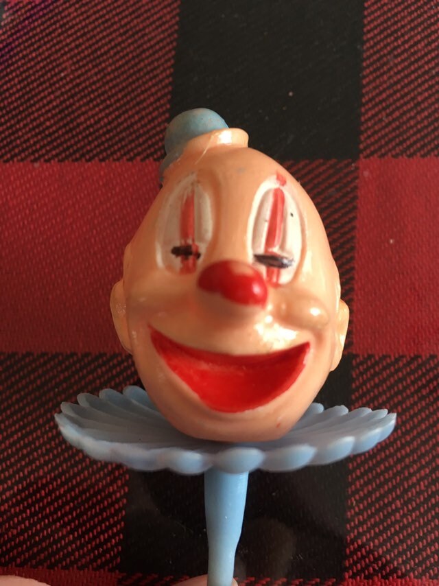 Clown Cake Toppers Plastic Vintage Hong Kong Creepy Retro Red Yellow ...