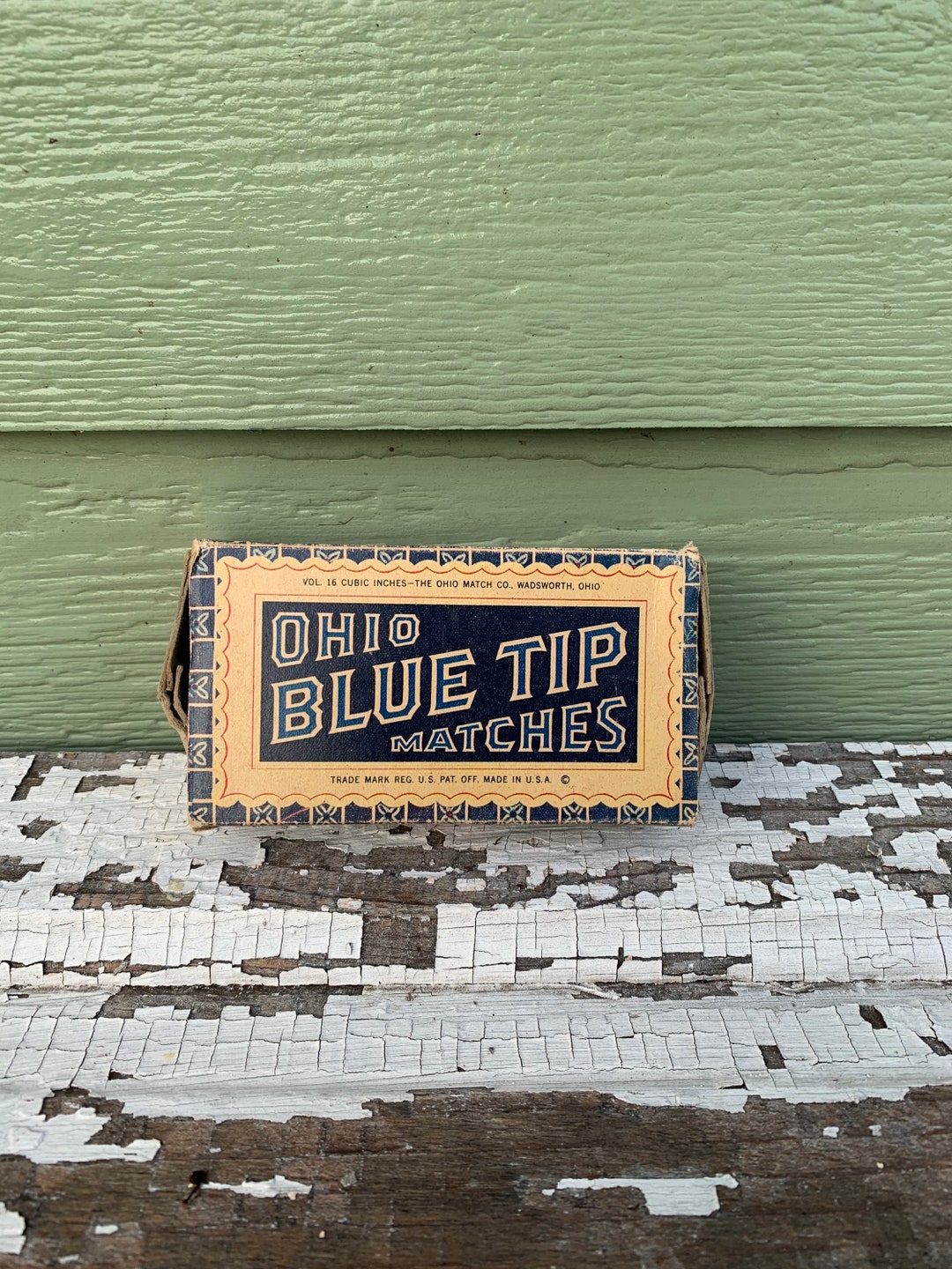 Ohio Blue Tip Matches EMPTY Box Match Vintage Cardboard Large Storage ...