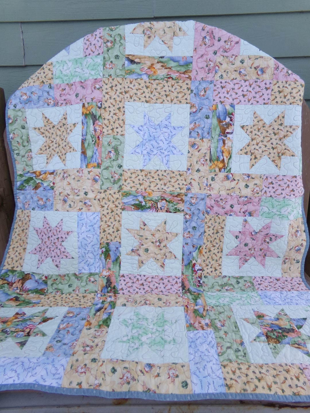Peter Rabbit Quilt Baby Blanket Beatrix Potter the Tale of Spring ...