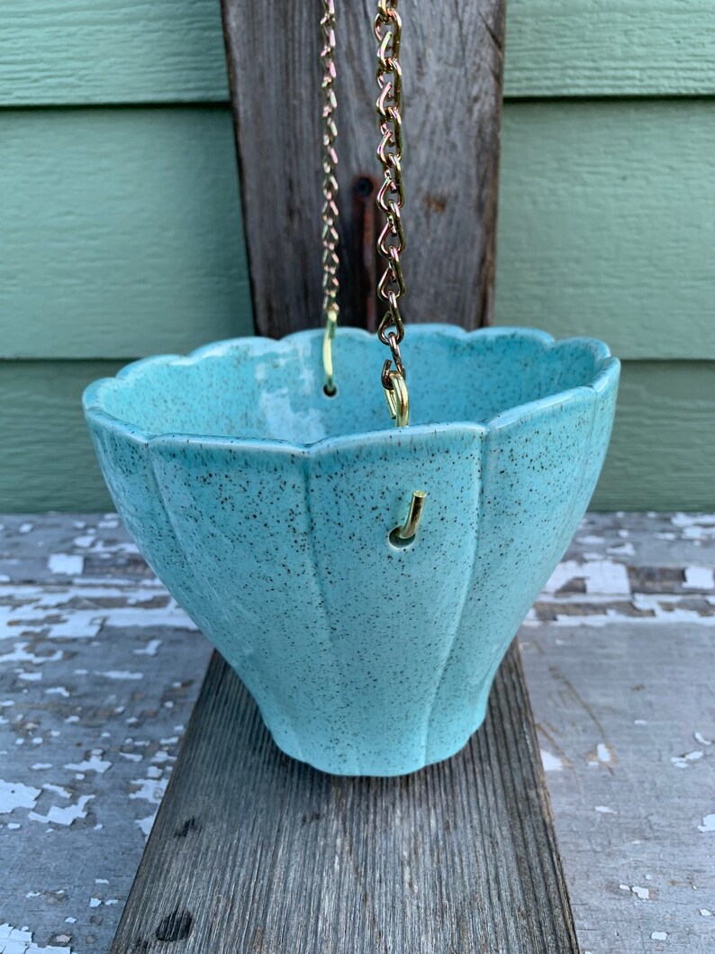 Red Wing Hanging Planter Pottery Pot and Vintage Zephyr Blue Bowl ...