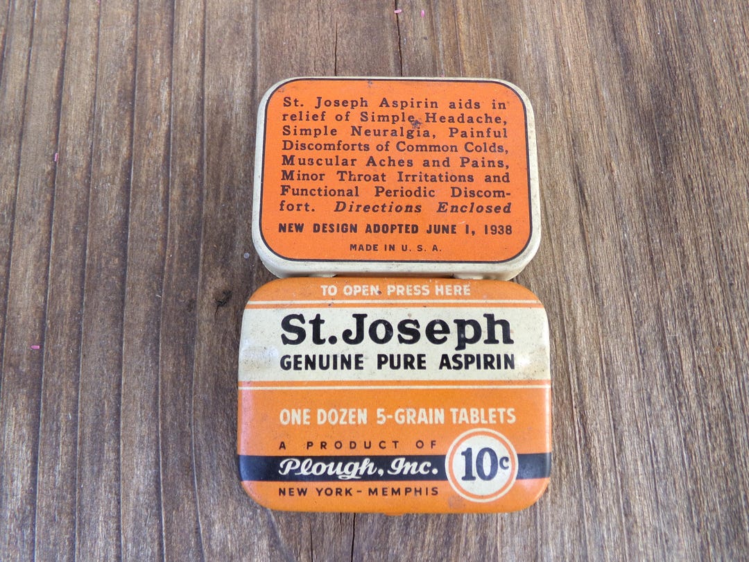 St. Joseph Aspirin Tin Small Tiny Orange Vintage Tablets Storage Mini ...
