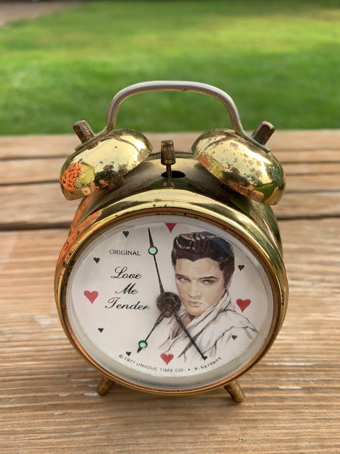 Elvis Clock Wind up Gold Metal Alarm West Germany Unique Clock - Etsy