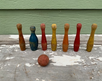 Mini Bowling Set Wood Skittles Ten Pin Father's Day Gift Tabletop ...