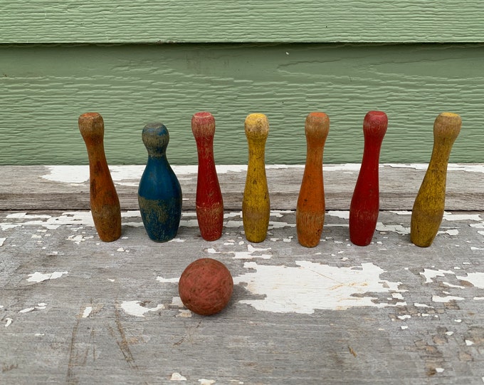 Mini Bowling Set Wood Skittles Ten Pin Father's Day Gift Tabletop ...