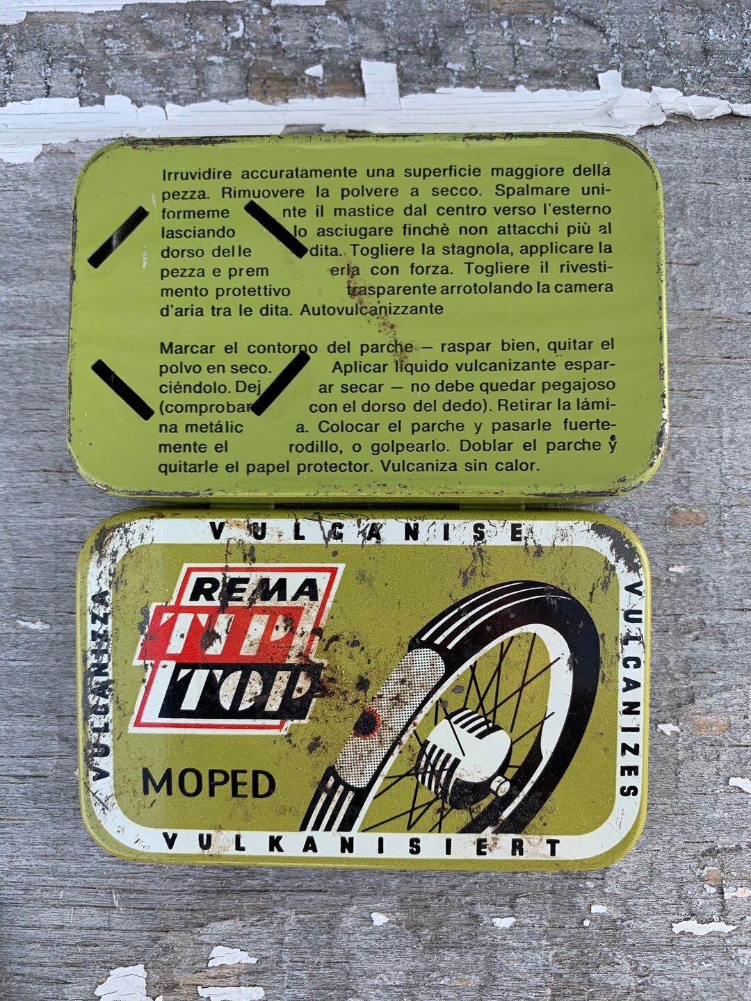 Rema Tip Top Moped Olive Green Tin Tire Patch Repair Kit - Etsy