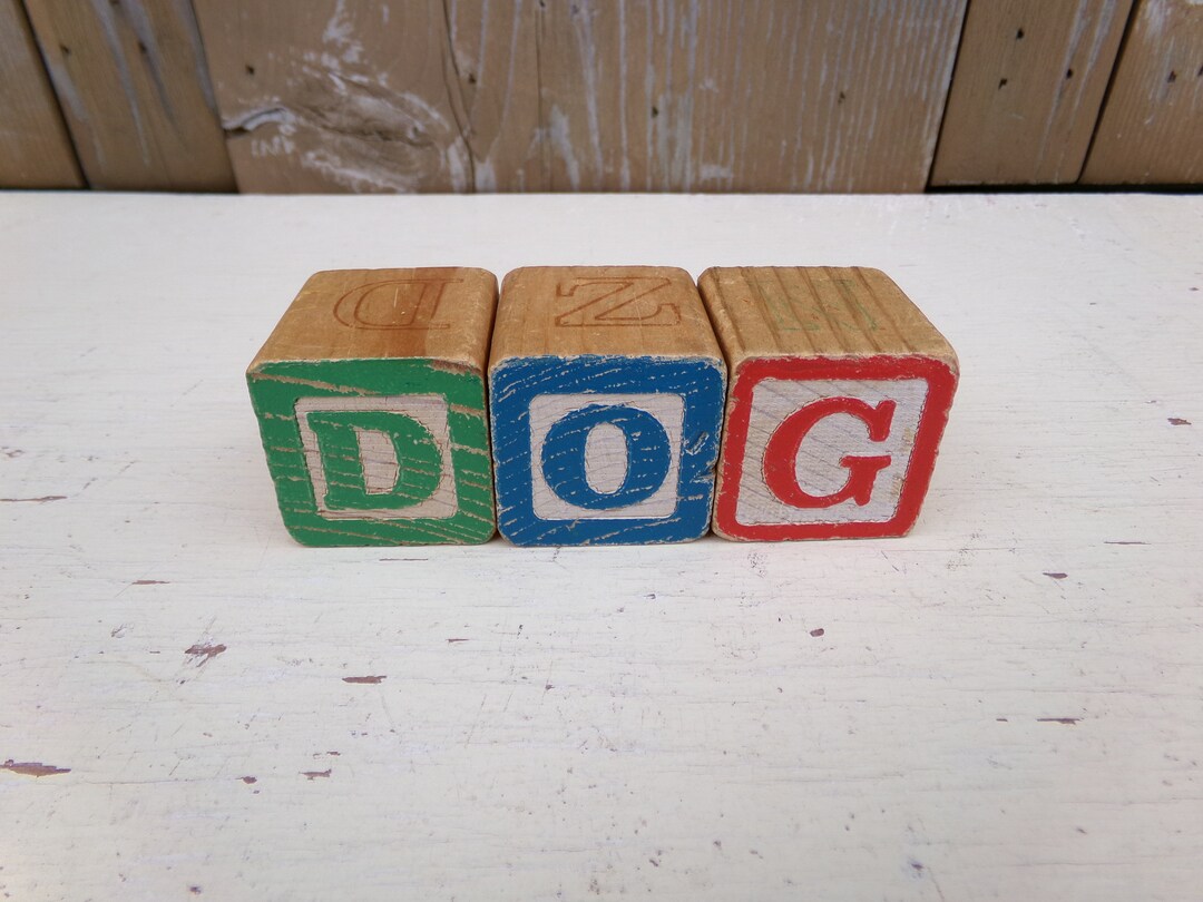 Dog Toy Wood Blocks Word Letters Vintage Alphabet Set Wooden Block ...