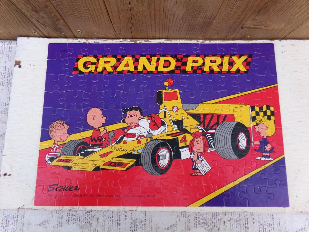 Grand Prix Peanuts Puzzle Snoopy Charlie Brown Schultz Milton Bradly ...