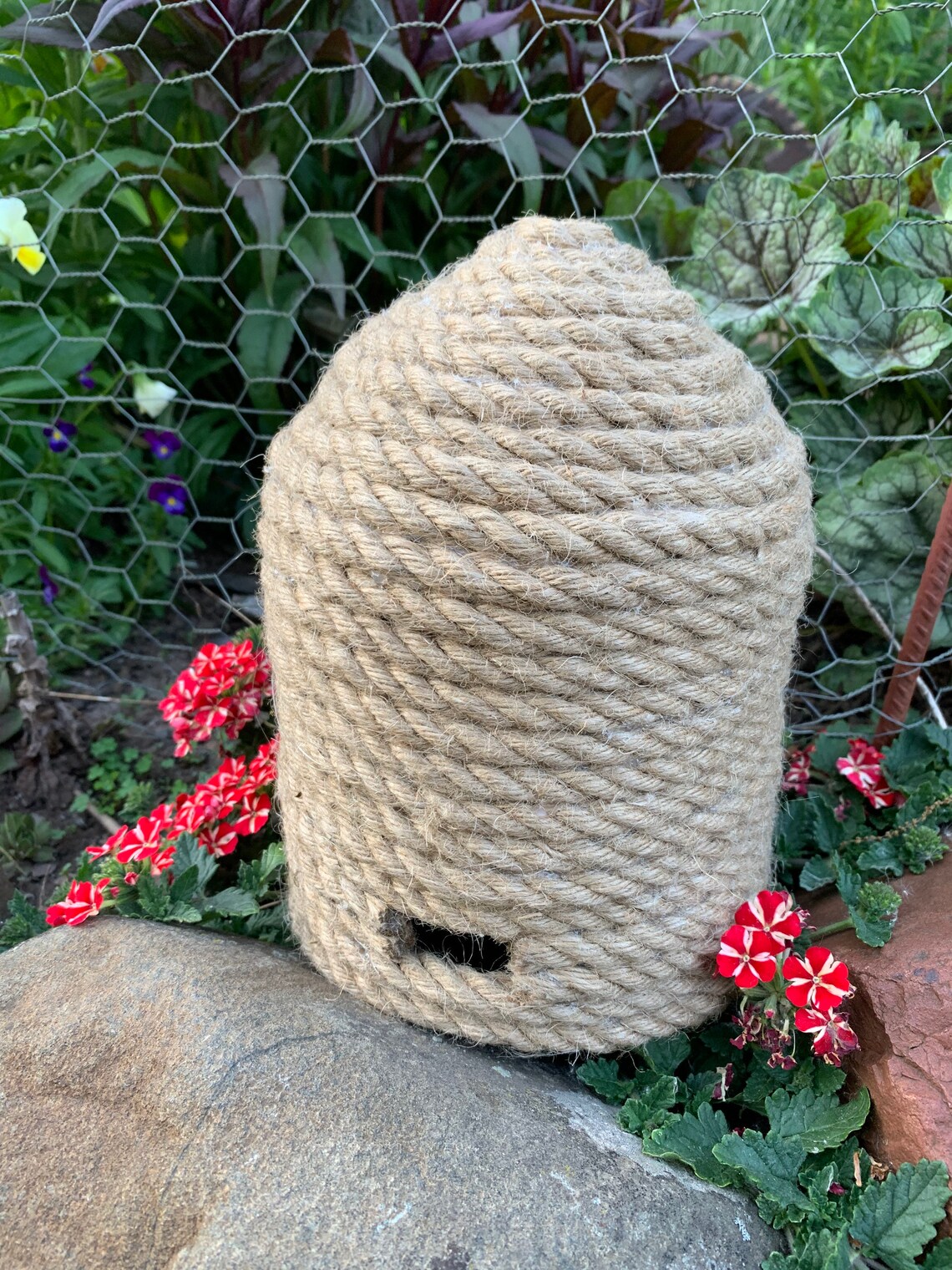 Bee Skep Decorative Handmade Jute Rope Honey Bee Cute Country | Etsy
