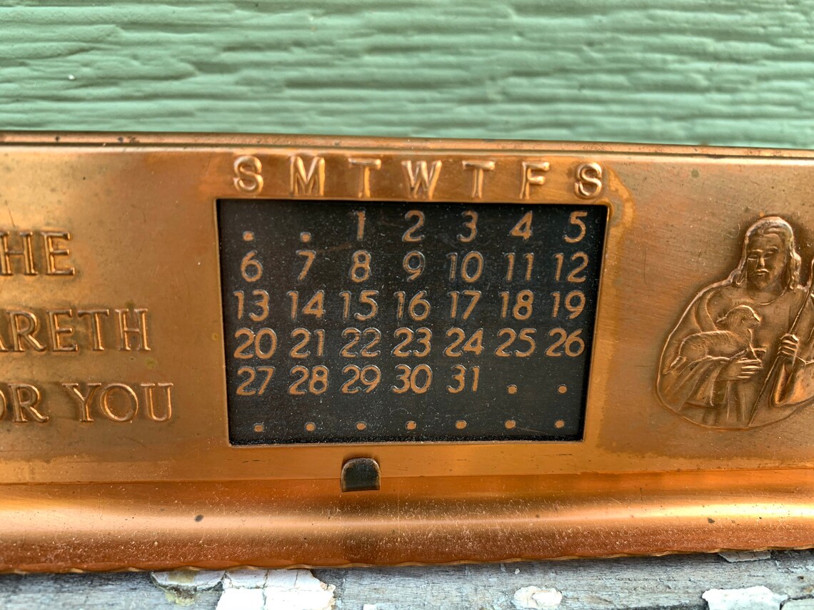 Copper Perpetual Year Calendar Desk Collectible Good Shepard - Etsy