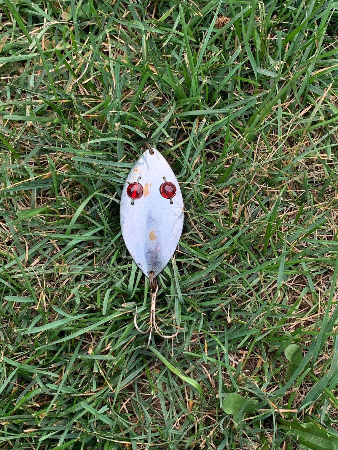 Red Eye Wiggler Fishing Lure Vintage Silver Large Rustic Worn - Etsy