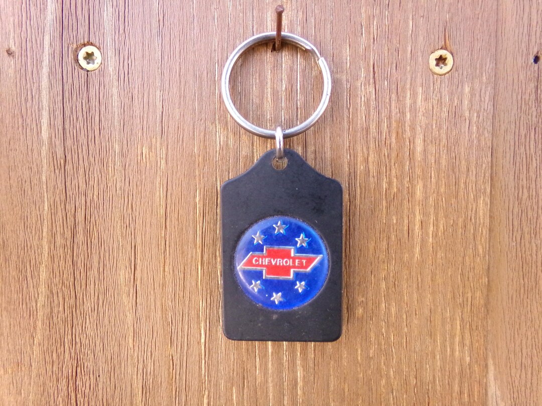 Chevrolet Keychain Chevy Black Bowtie Blue Red Star Emblem Vintage FOB ...