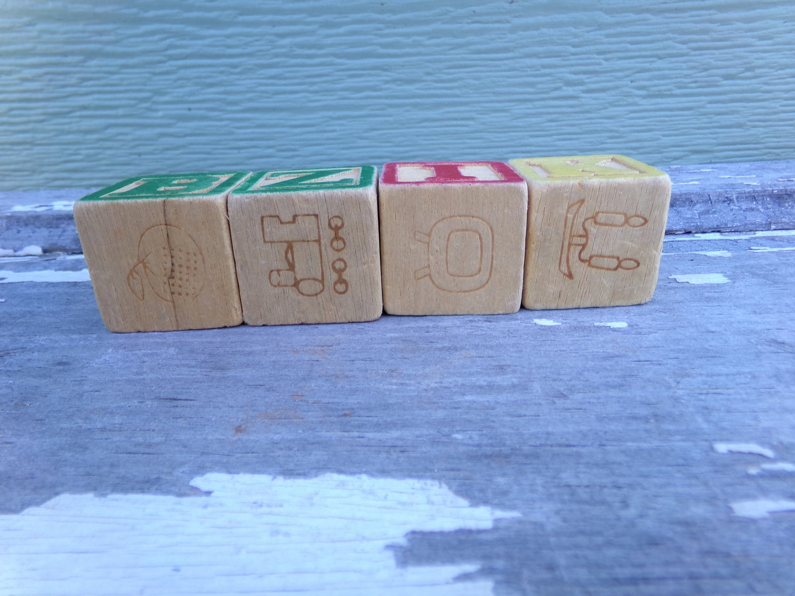 PRAY Toy Wood Blocks Word Letters Vintage Alphabet Set Wooden Block ...