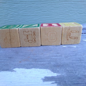 PRAY Toy Wood Blocks Word Letters Vintage Alphabet Set Wooden Block ...
