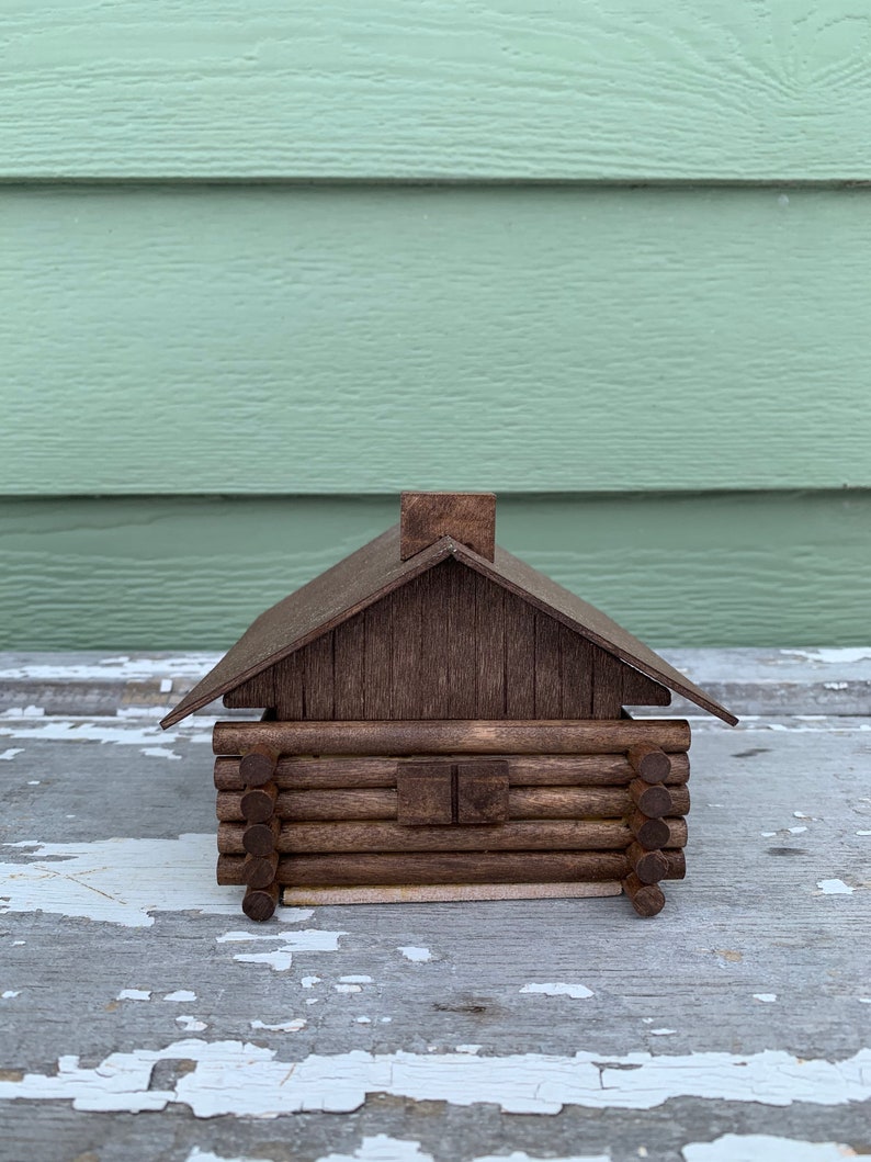 ONE Log Cabin Box Container Folk Art Wood Wooden Jewelry - Etsy