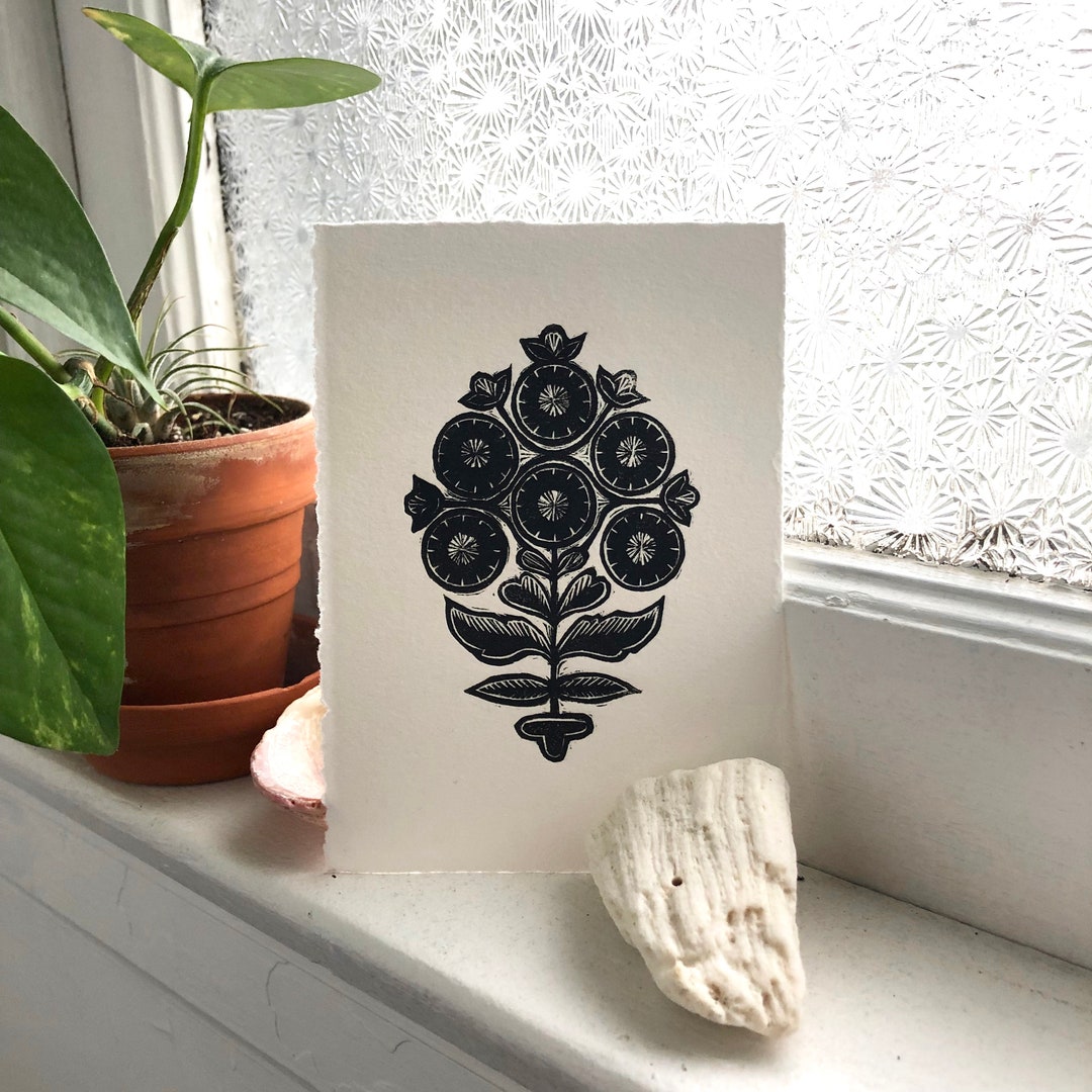 Flowers of India Linocut Print - Etsy