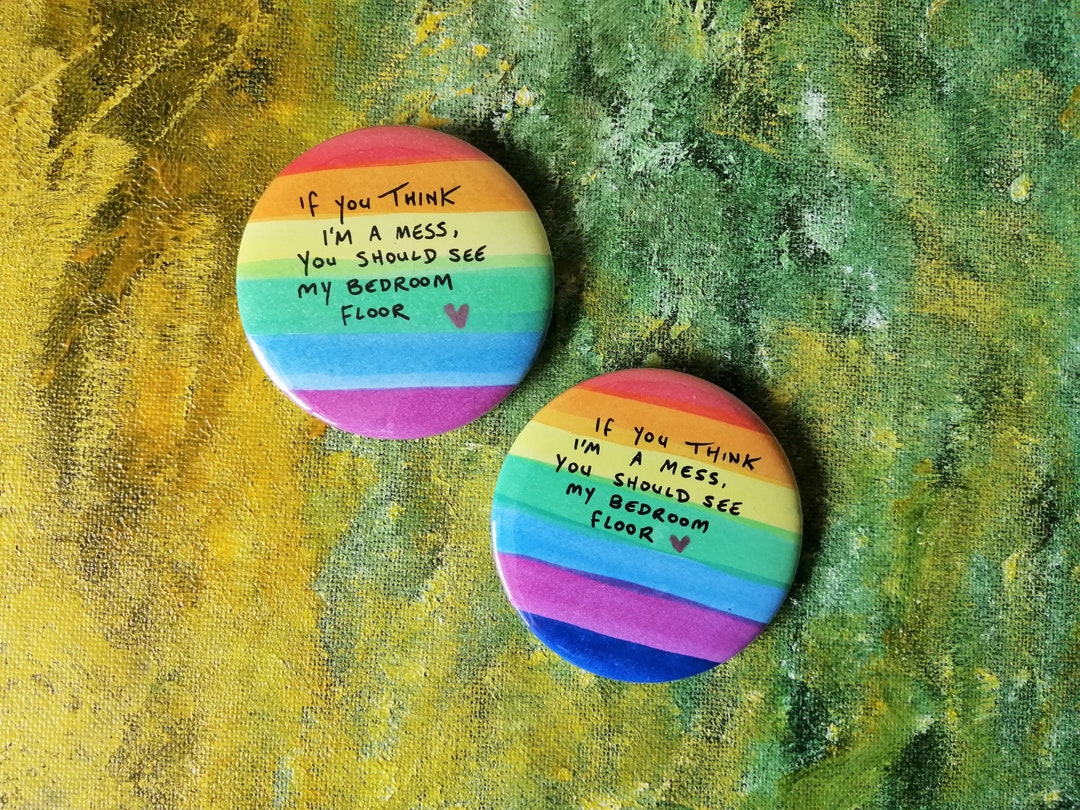 Messy Bedroom or I'm a Mess, Funny Brooch Gift Teenager Gift Hand ...