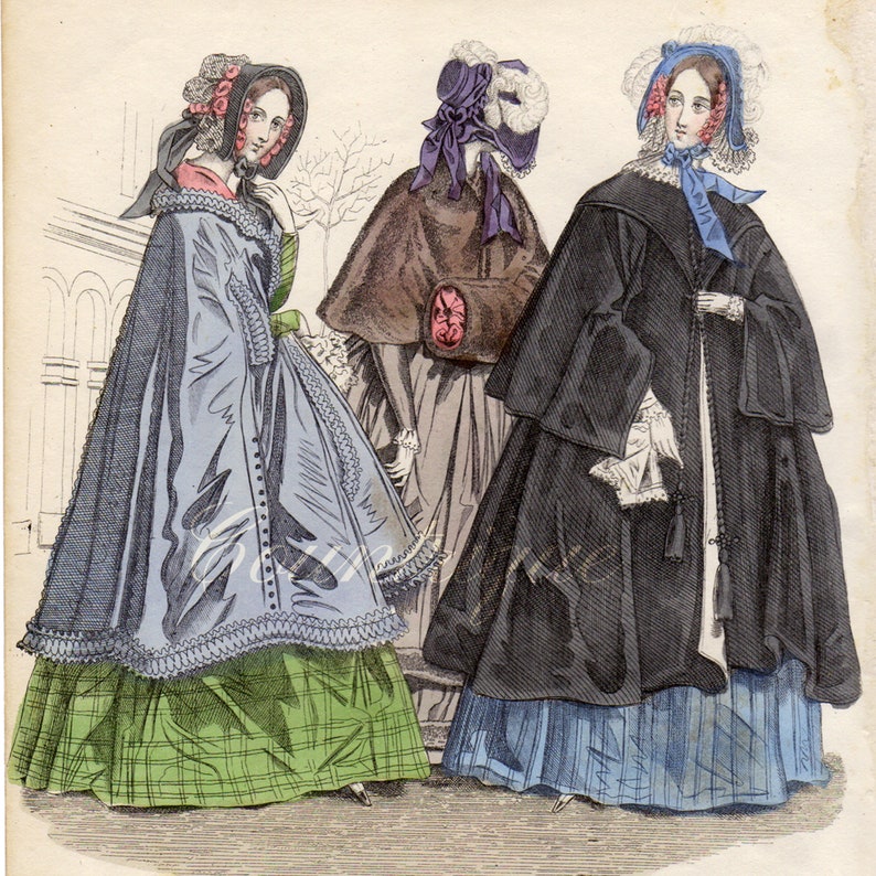 Fashions for December 1843 Antique Print Original | Etsy