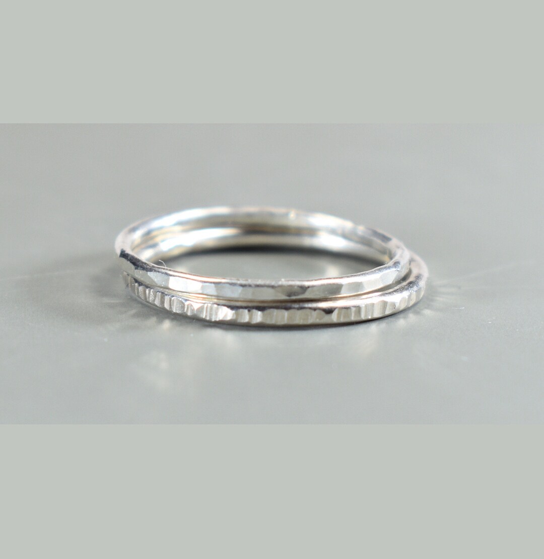 Ring Set Hammered, Sterling Silver Ring, 925 Silver, Gold Filled - Etsy