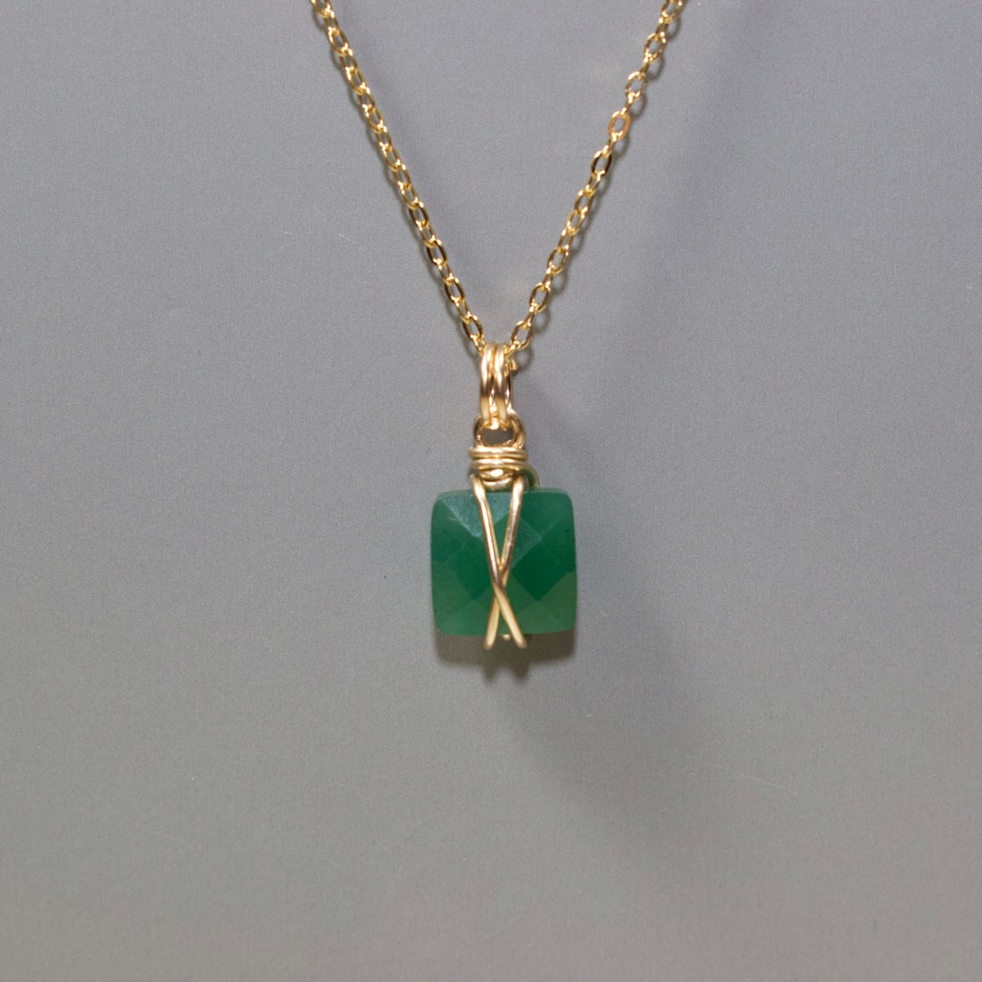 Stone Necklace Jade, Talisman, 14k Gold Filled Chain, Gift for Her ...