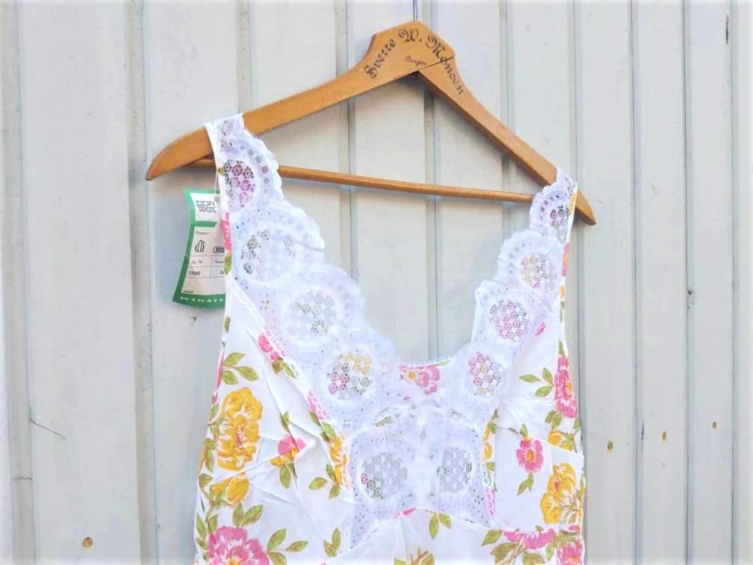 Vintage Wiratex DDR Textil Floral Negligee Slip /ladies Slip Dress ...