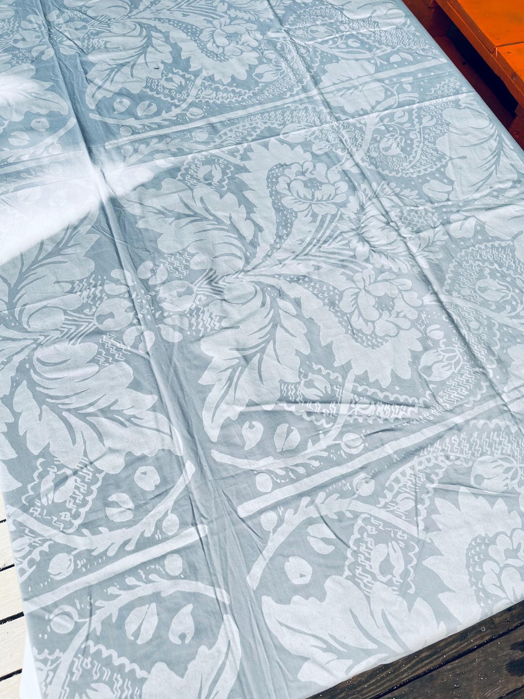 1962 Marimekko Fandango Christmas Tablecloth Silver Motif on Gray ...