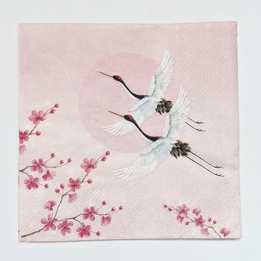 Single 1 or 4 Decoupage Lunch Paper Napkins Pink Sakura Blossom Gray ...