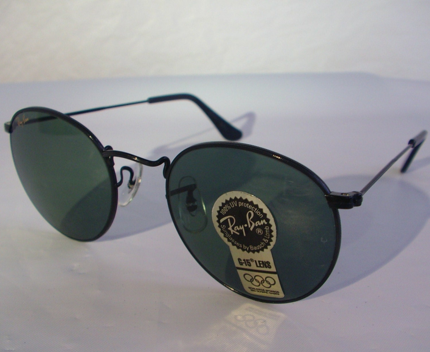 New Vintage B&L Ray Ban Classic Round Metal Black G-15 Grey 49mm W0604 ...