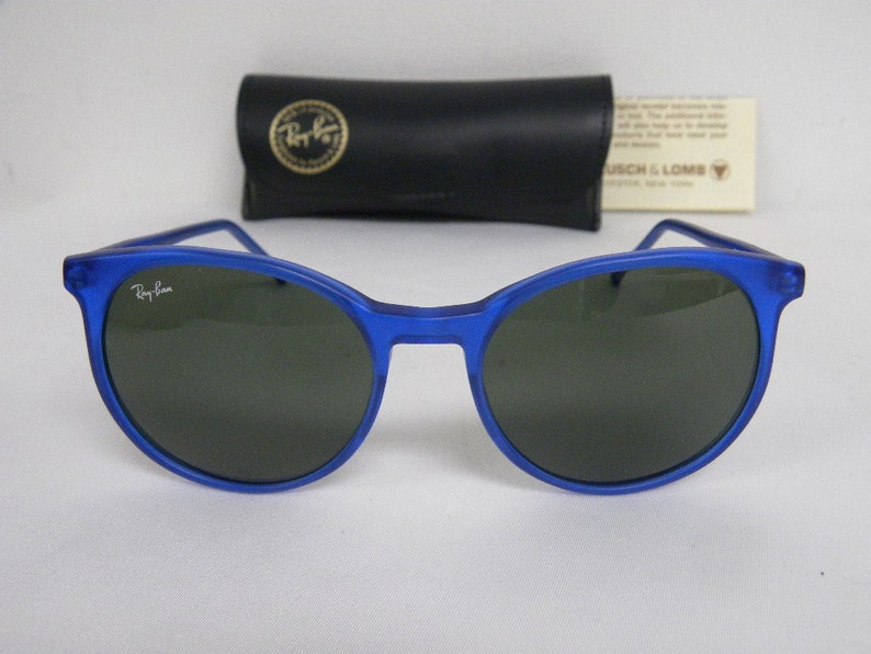 New Vintage B&L Ray Ban Traditionals Style C Matte Blue W0667 Round ...
