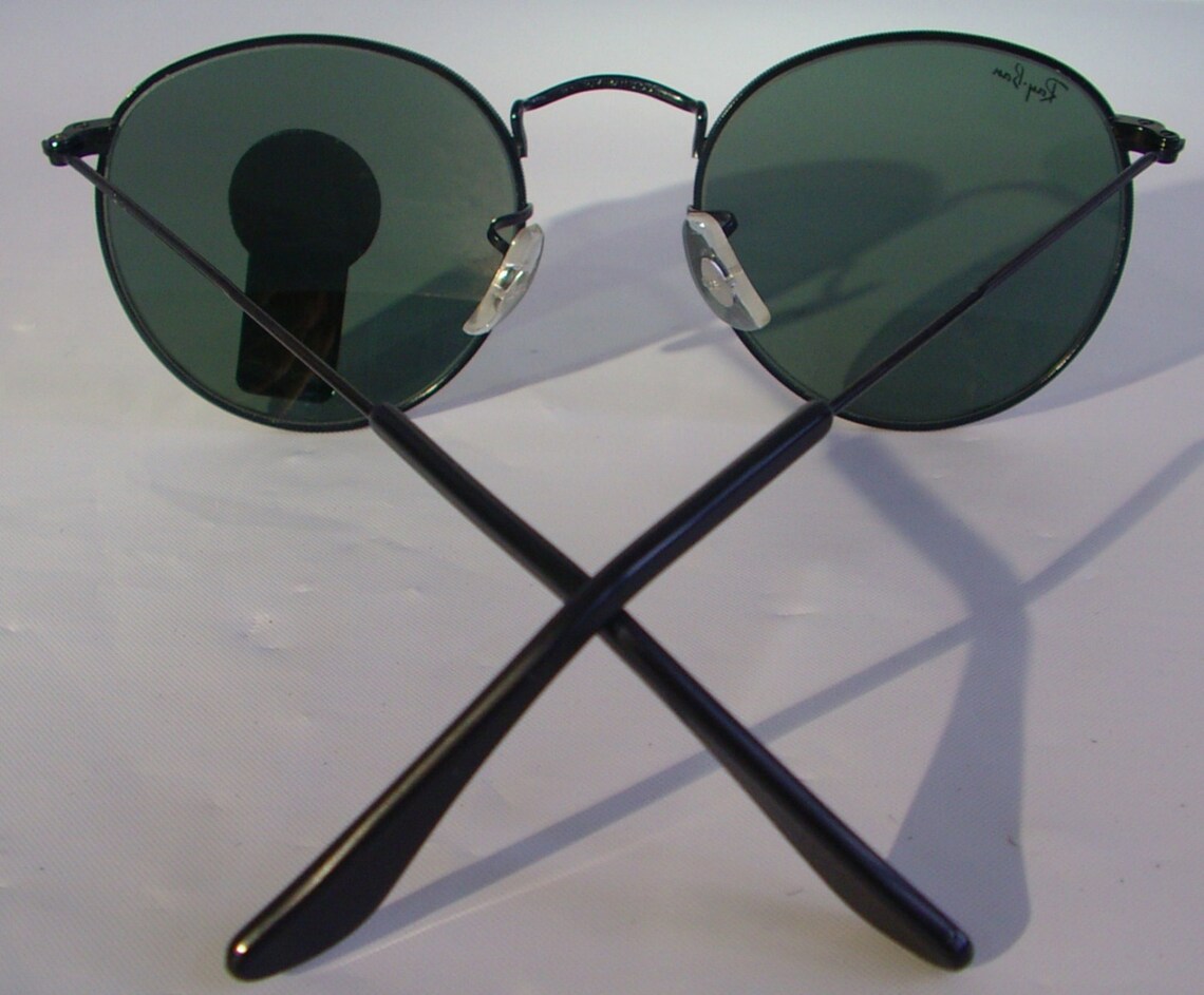 New Vintage B&L Ray Ban Classic Round Metal Black G-15 Grey 49mm W0604 ...