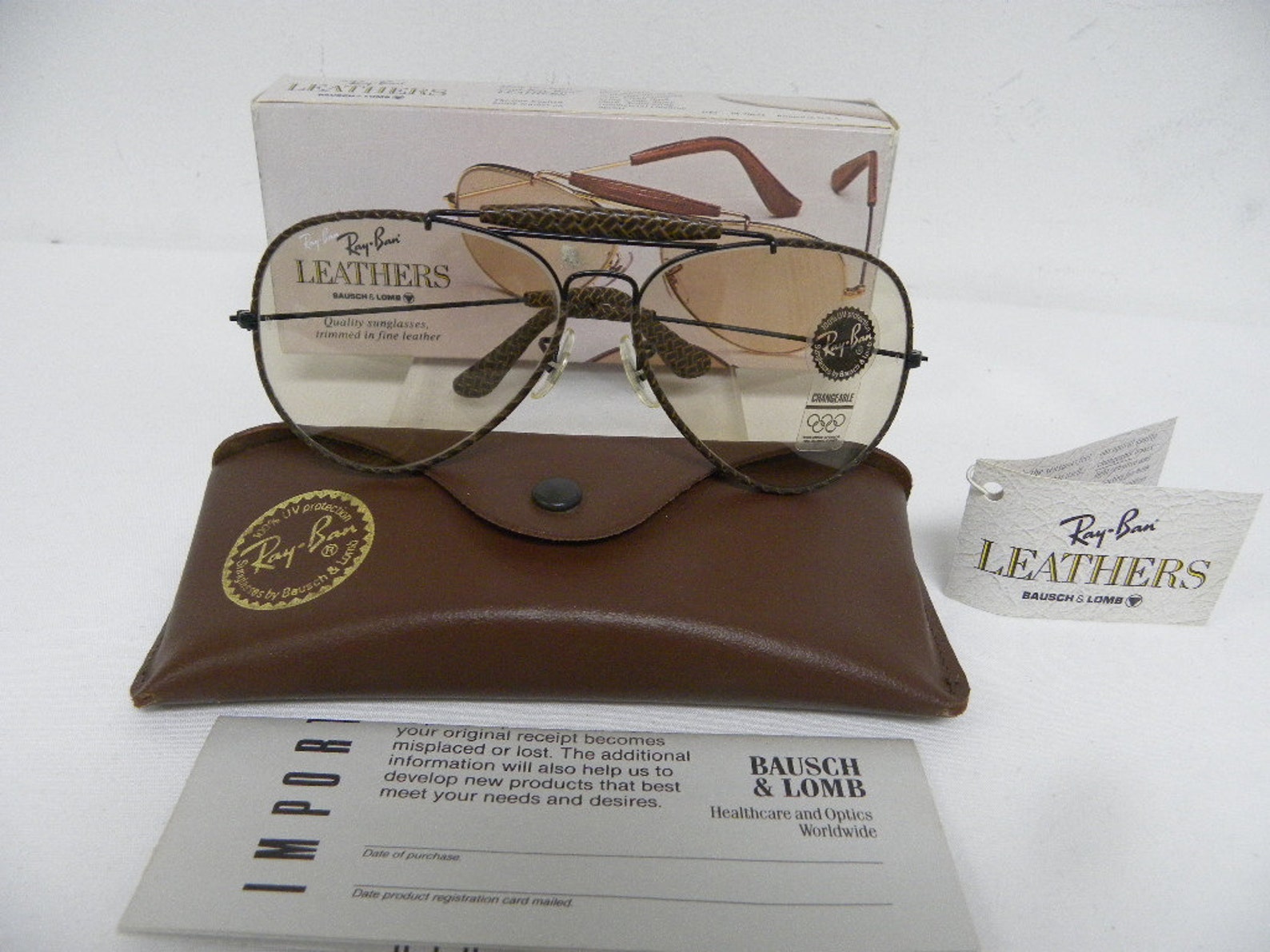 New Vintage B&L Ray Ban Leathers Outdoorsman II Black Brown Woven ...