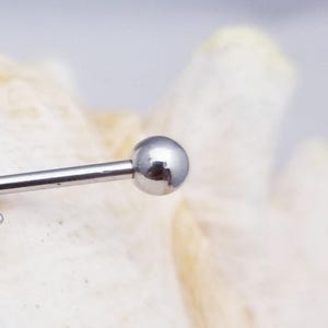 14G Industrial Barbell With 3 Beads Metallic and Opaque 35, 38 or 40mm ...