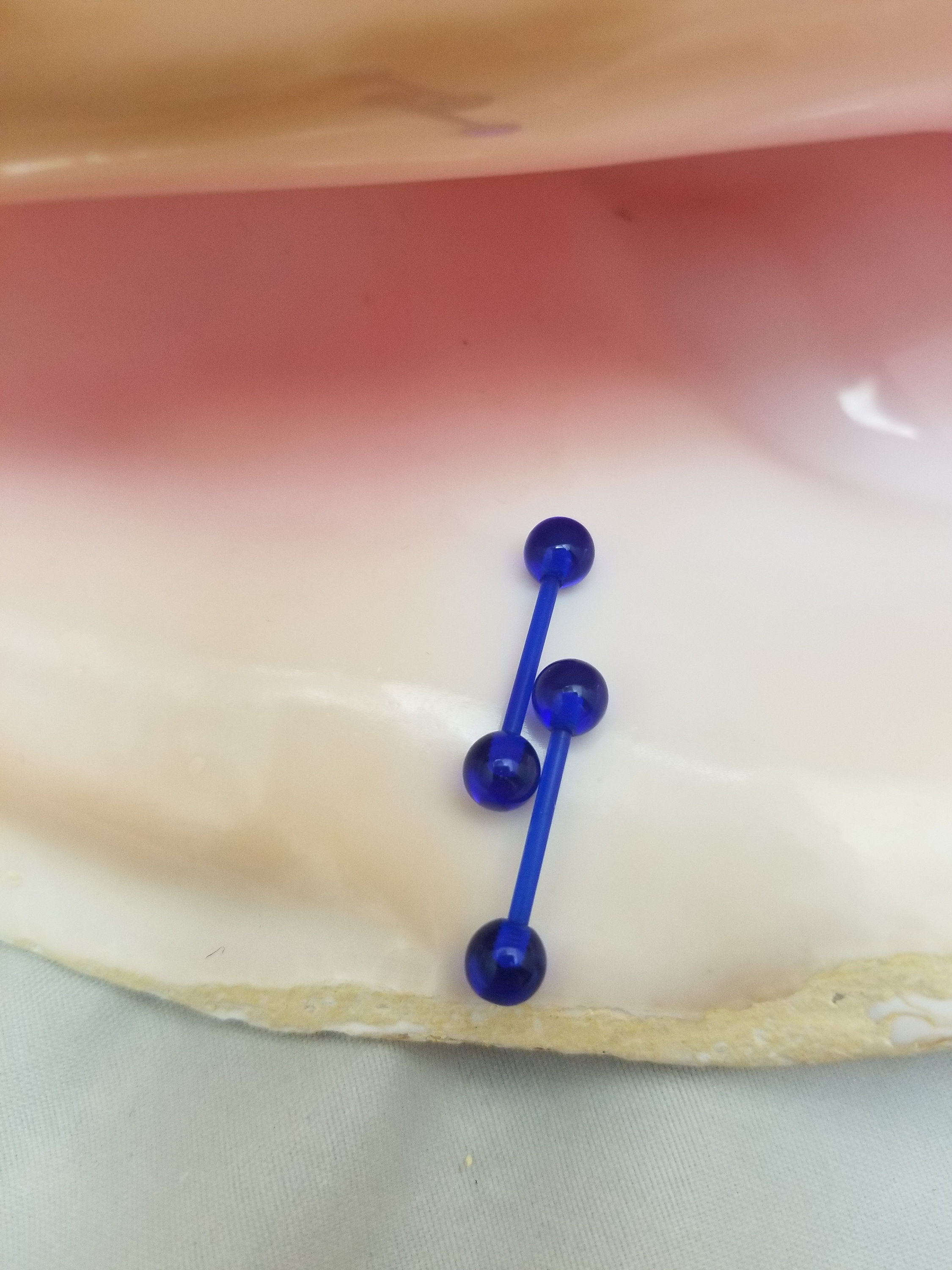 PAIR of Blue 14G Bioplast Bio Flex Tongue or Nipple Retainer - Etsy