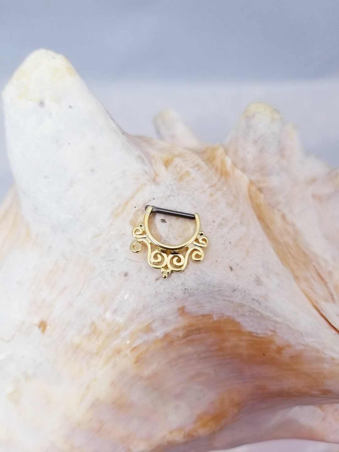 16G Septum Clicker With Gold Swirl Design - Etsy