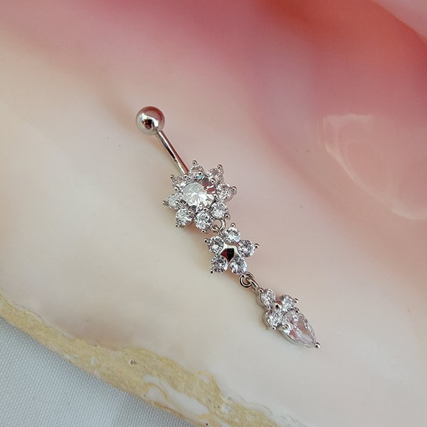 Flower Belly Ring - Etsy