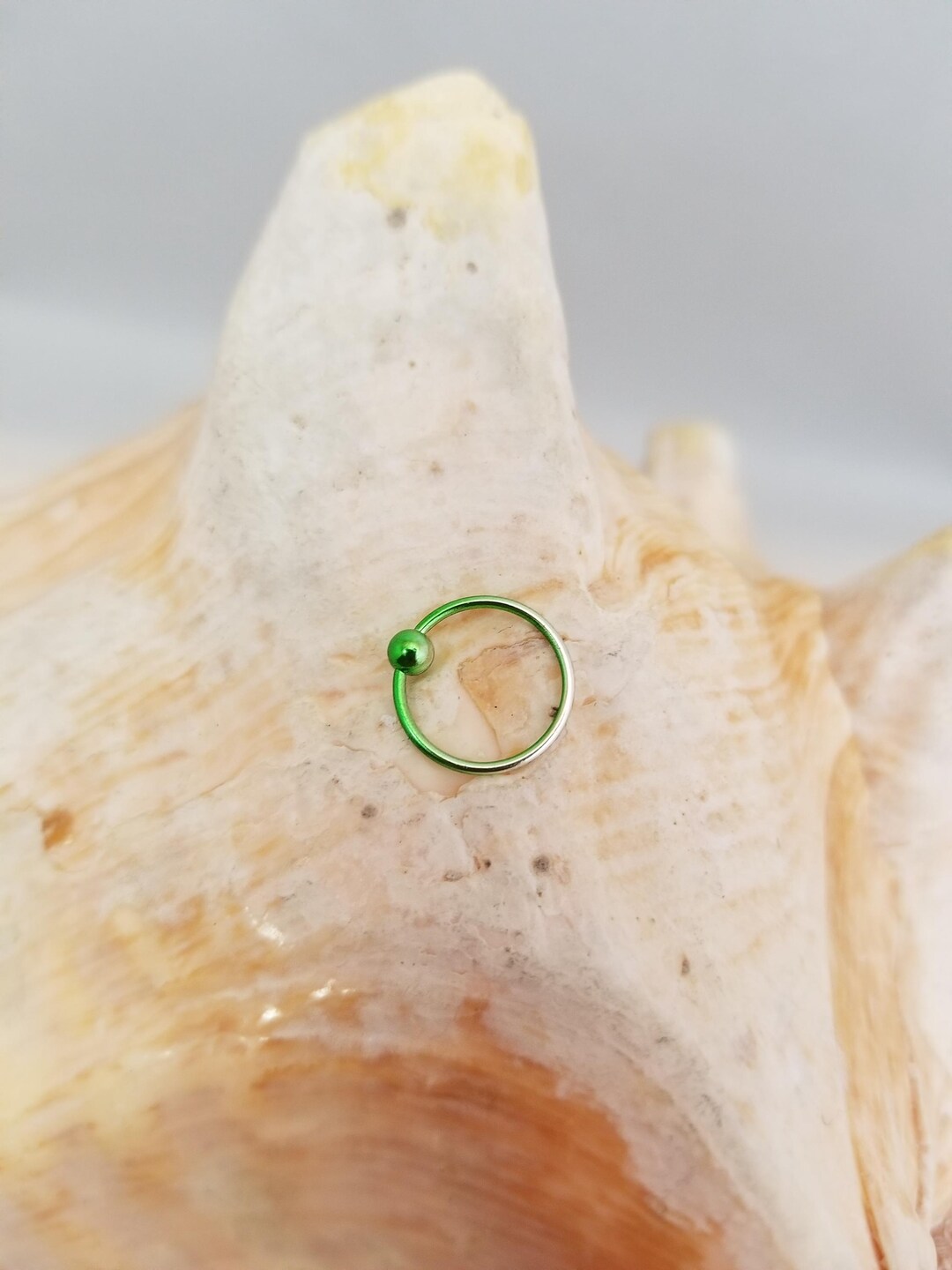 Ombre Green to Silver Captive Bead Ring 18G CBR Stainless Ring 10mm 3/8 ...