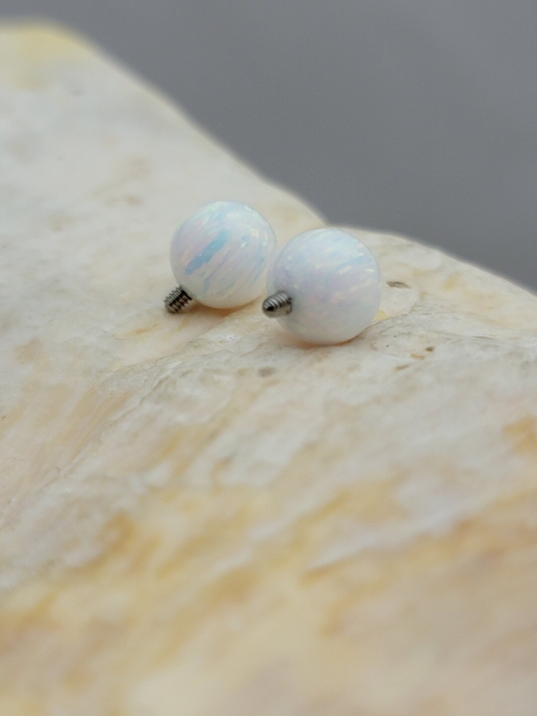 Pair of 14G or 16G White Fire Opal Ball Ends Replacement Parts ...