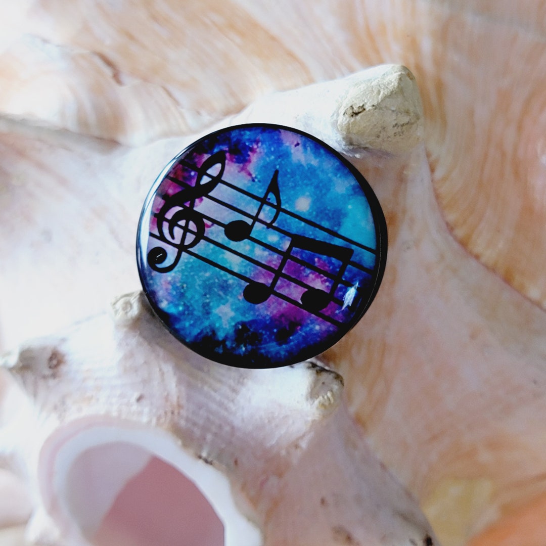 PAIR Music Notes Acrylic Plugs Screw Fit Gauges Stretchers With Treble ...
