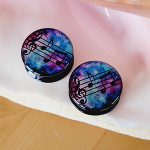 PAIR Music Notes Acrylic Plugs Screw Fit Gauges Stretchers With Treble ...