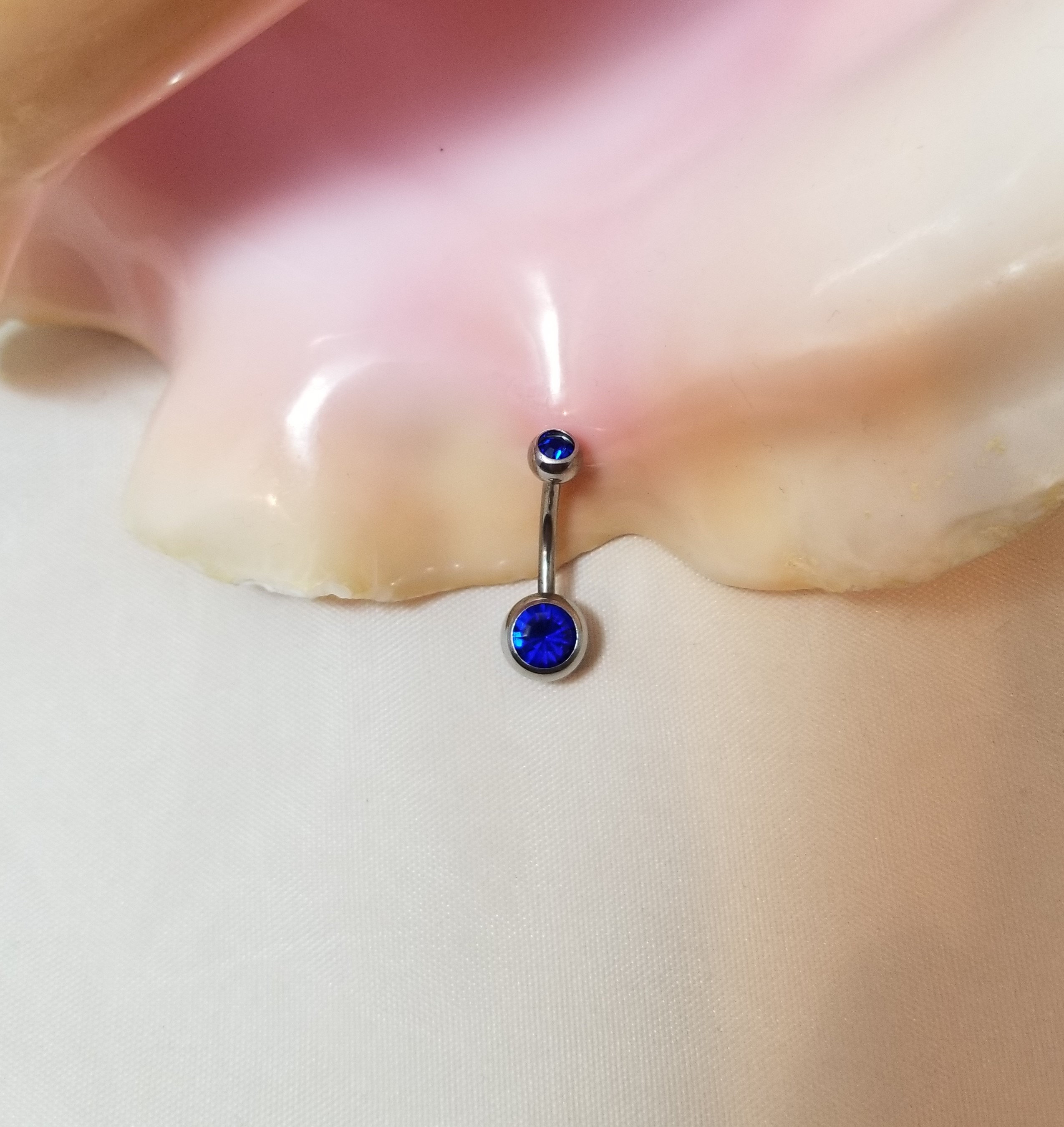 14G BLUE Surgical Steel Belly Ring With CZ Gems 10mm 3/8 for - Etsy