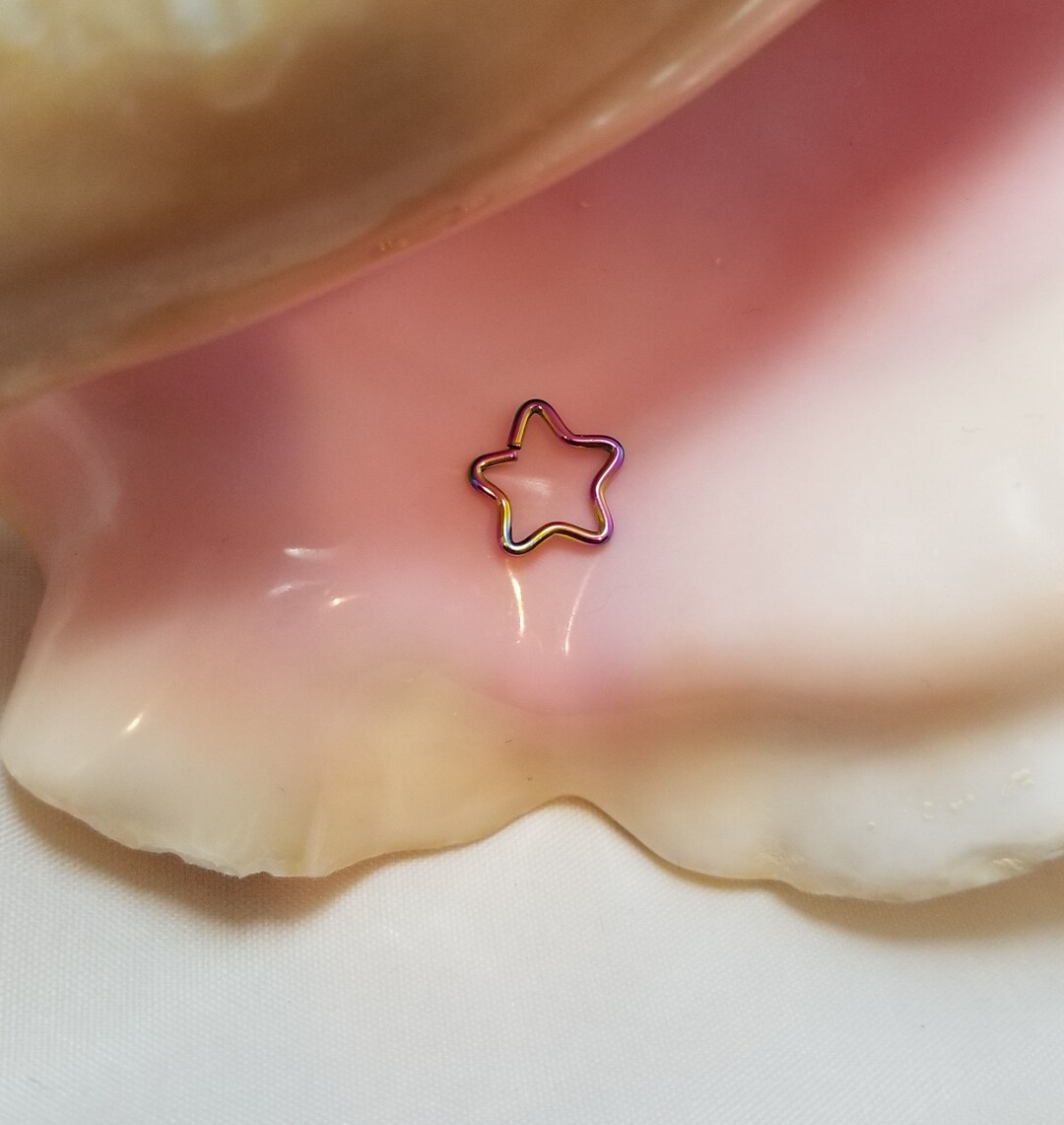 16G Rainbow Star Seamless Ring for Tragus, Daith and Other Cartilage ...