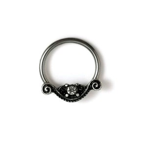 16G Ornate Captive Bead Ring/septum Ring With Clear Round CZ - Etsy