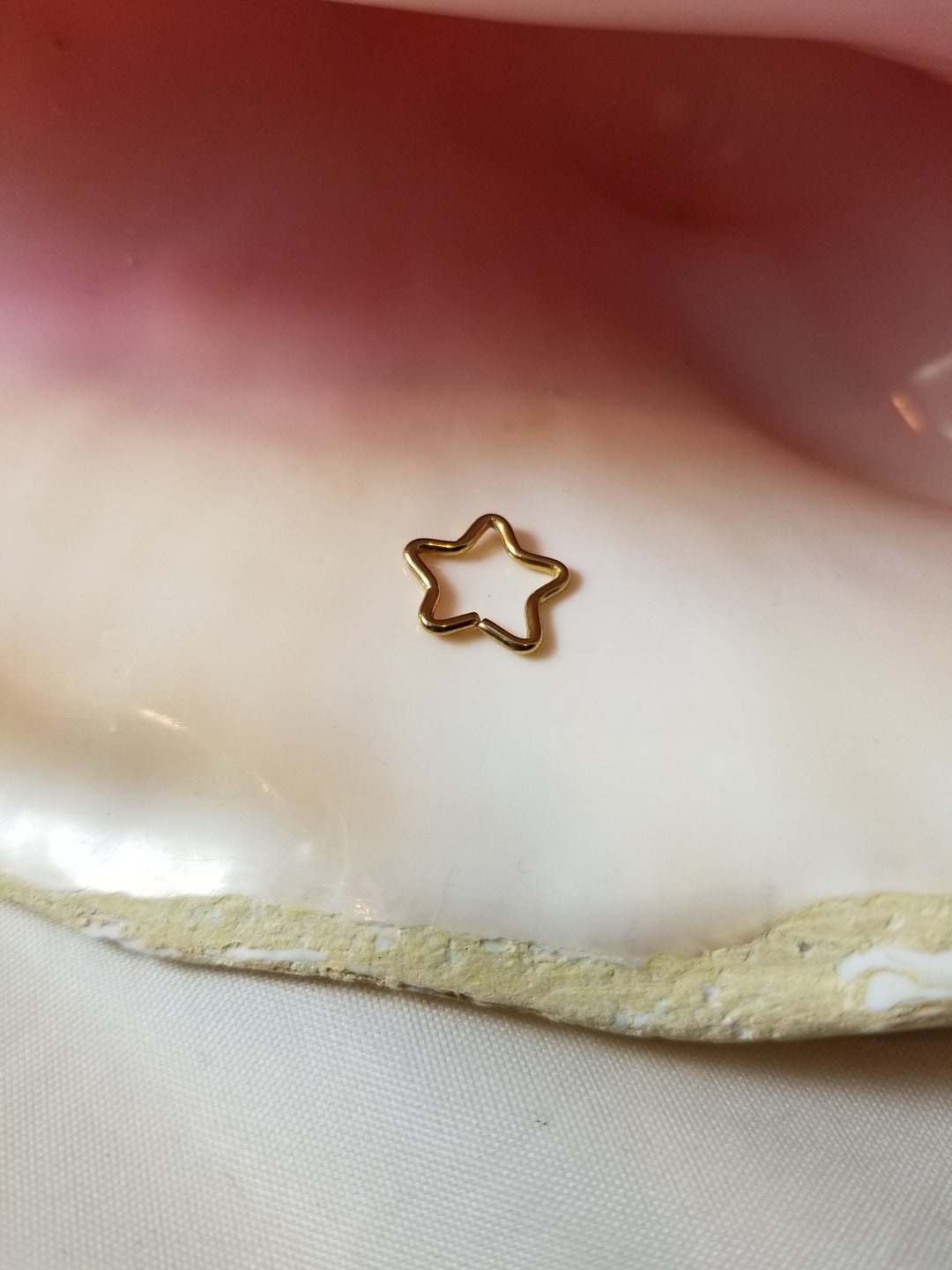 16G Gold Plated Stainless Steel Star Seamless Ring for Tragus, Daith ...