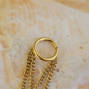 16G Double Chain Cartilage Hoop Dangle With Clear CZ Teardrop - Etsy