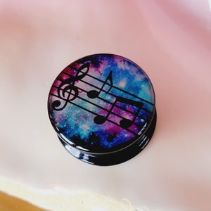 PAIR Music Notes Acrylic Plugs Screw Fit Gauges Stretchers With Treble ...