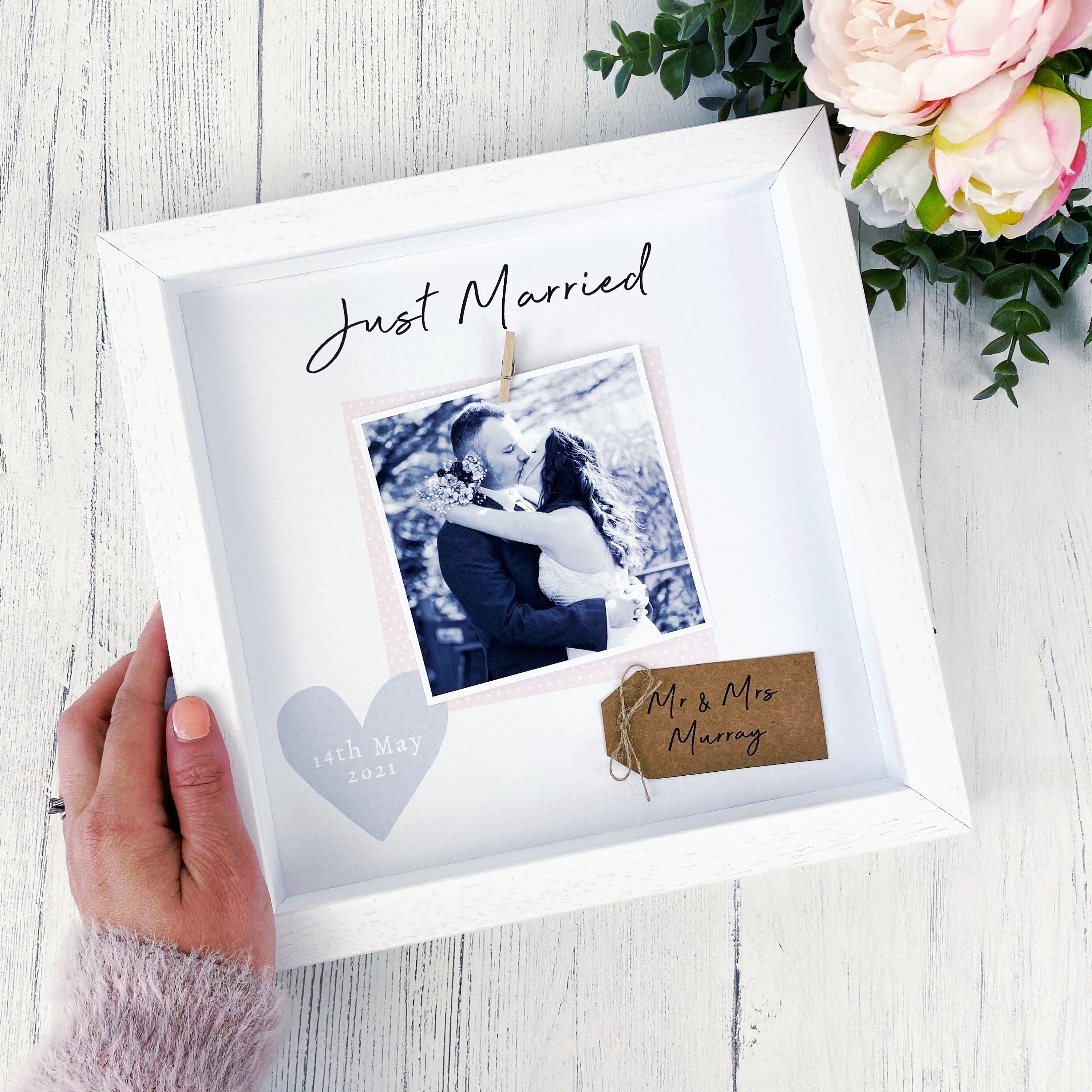 Just Married Photo Frame Personalised Wedding Gift Wedding | Etsy UK