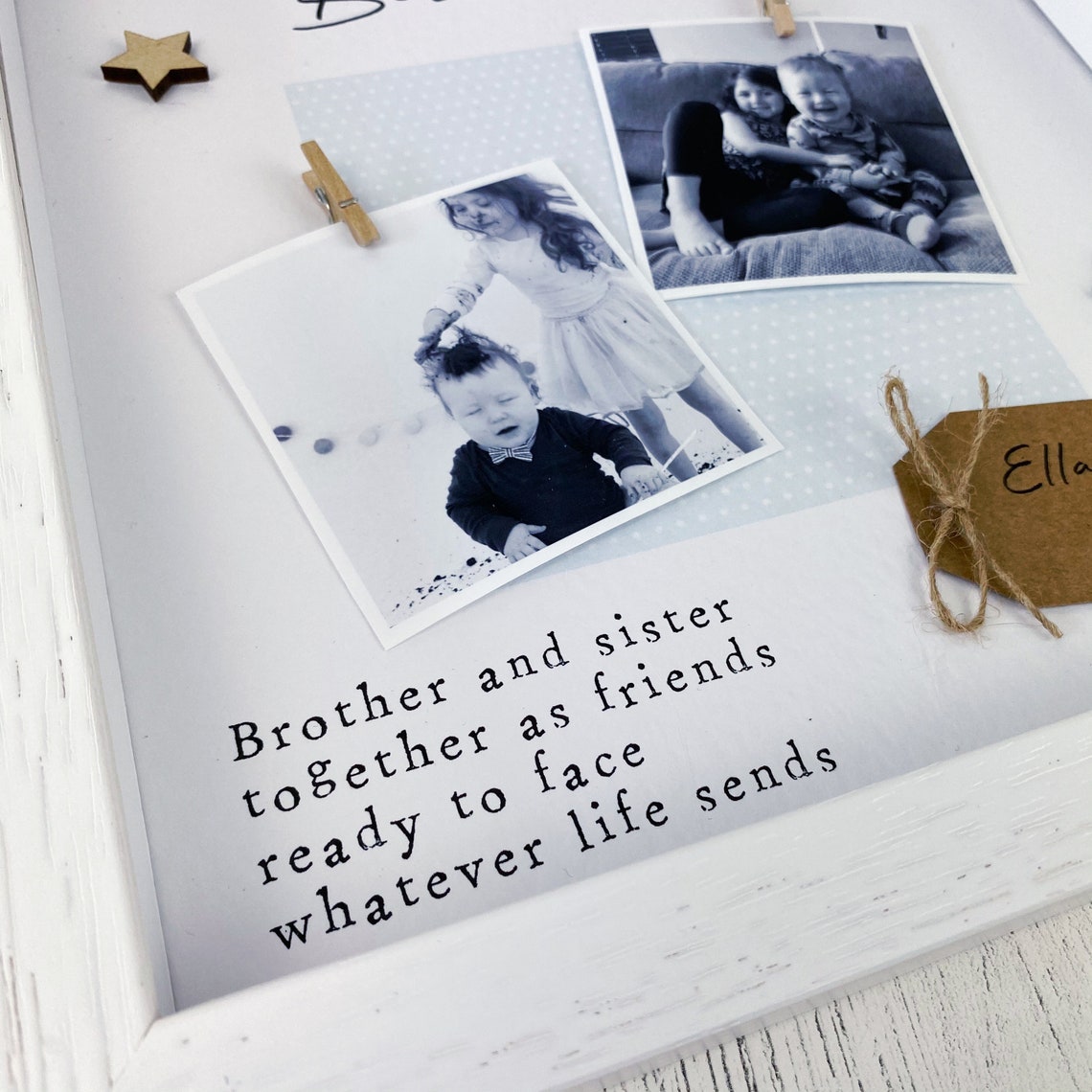 Brother and Sister Frame- Sibling Photo Frame - Personalised Scrabble ...