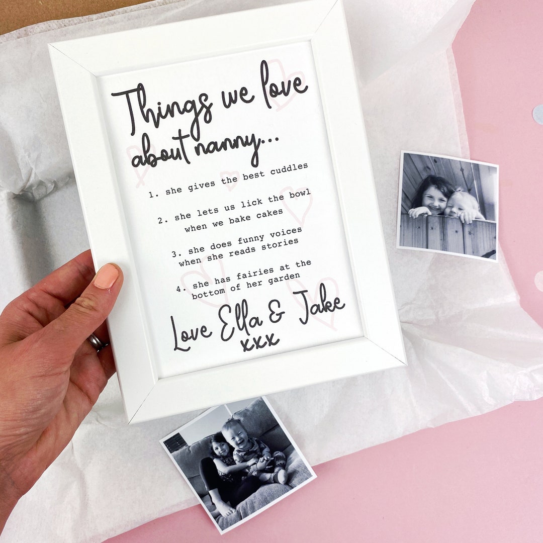 Nanny Gift Box Things We Love About Nanny Frame Birthday - Etsy Polska