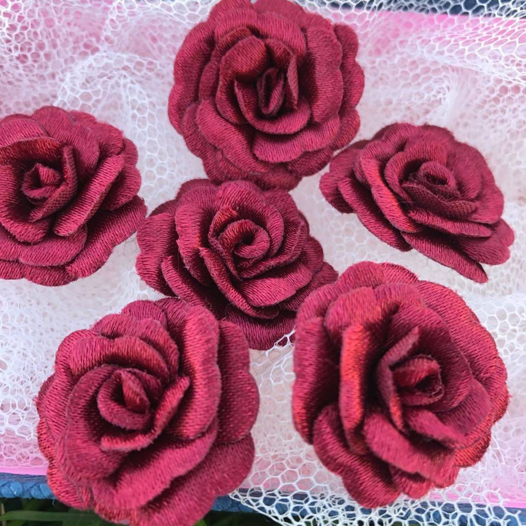 10 Pcs Clared Red Satin Roses , Flower Aplique, 26 Mm - Etsy