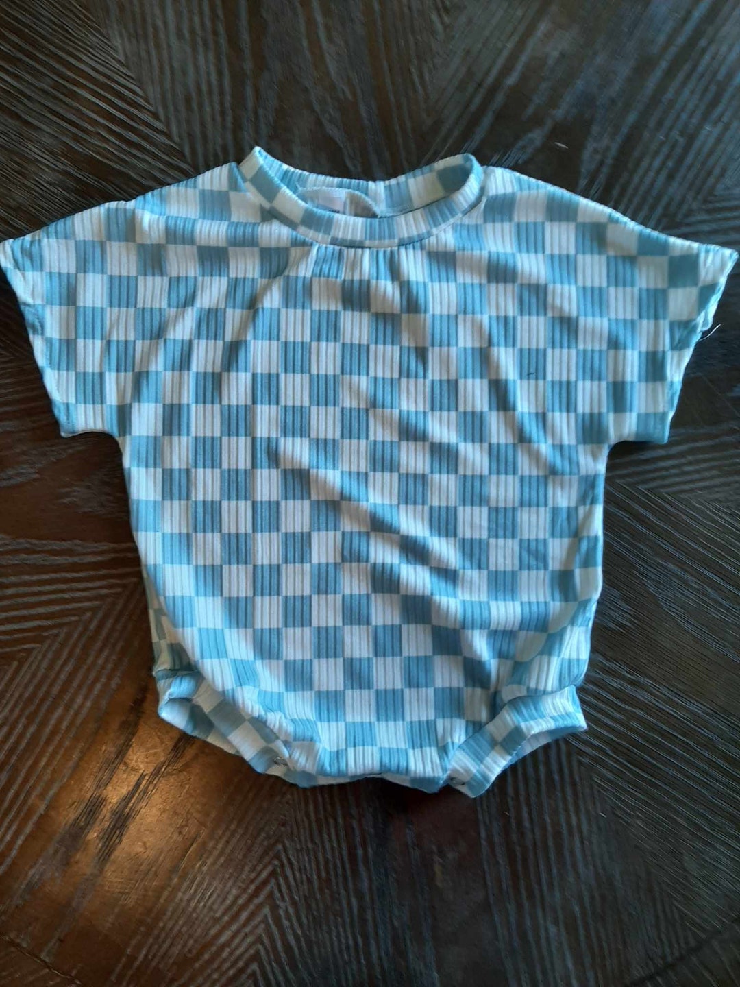 Soft Blue Checkered Girl Romper/baby Romper/nb to 5T - Etsy