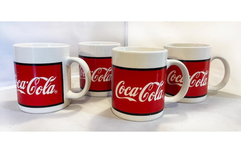 Classic Coca-cola Mugs - Set of 4 - Etsy
